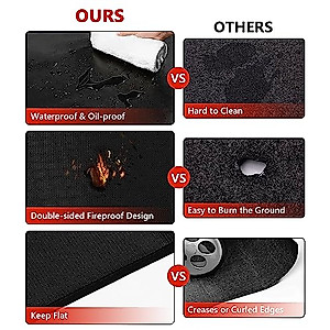 Protebox 48 x 30 inch Under Grill Mats for Outdoor Grill, Double-Sided Fireproof Deck and Patio Protector Mat, BBQ Mat for Under BBQ, Waterproof Oil-Proof Grill Floor Pads Fire Pit Mat Fireplace Mat