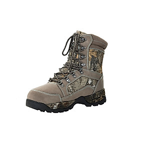 DOING SOMETHING GREAT Lace Up Insulated Hunting Boots for Women - Water-Resistant and 1400g Insulated with Traction Grip Sole, Realtree Edge, 8
