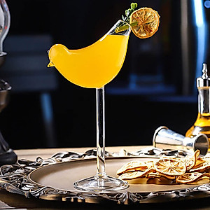Healvian 4Pcs Bird Cocktail Cup Bird Shaped Glass Goblet Novelty Wine Champagne Goblet Martini Cups Wine Toasting Glasses for Kitchen Bar