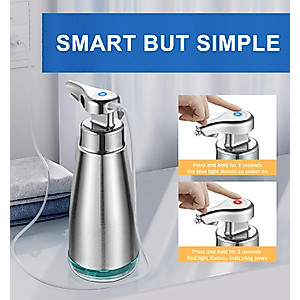 Kekele Baby Automatic foaming Soap Dispenser-Stainless Steel Sensor-14 Oz/400ml Sensor Auto Soap Dispenser Kitchen Sink,Bathroom,Kitchen-Rechargeable Electric Foam Touchless Stainless-silver