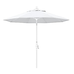 California Umbrella GSCUF908170-F04 9' Round Aluminum Fiberglass Rib Market Patio Umbrella, White Pole
