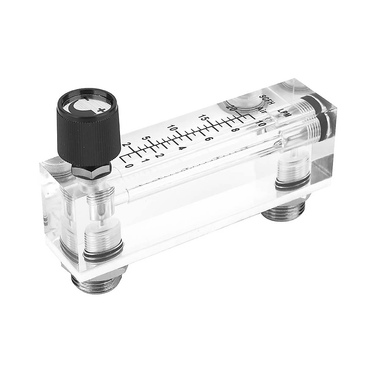 Deosdum LZM6T Acrylic PMMA Adjustable Panel Type Gas Flowmeter 1to10LPM 1/4"BSP M18x1.5
