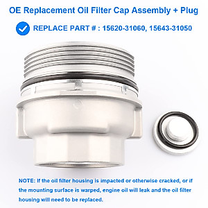 Oil Filter Housing Cap Assembly, Replace 15620-31060, 1562031060 Compatible with Toyota Lexus - 4Runner Avalon Camry Fj Cruiser Highlander RAV4 Sienna Tacoma Tundra Venza, ES350 LS460 RX350, More