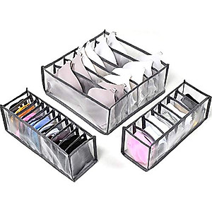 3 pack Underwear Organizer Drawer Divider , Home Foldable Underwear Socks Closet Storage Box (Gary)