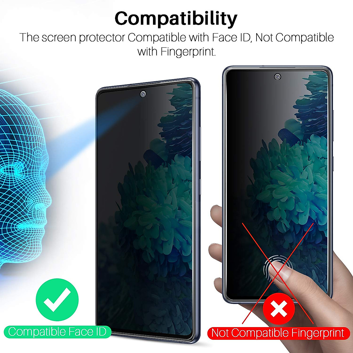 LK 2 Pack Samsung Galaxy S20 FE Privacy Screen Protector + 2 Pack Lens Protector [Not Support Fingerprint Sensor], 9H Tempered Glass, Scratch & Peep-Proof, Case-Friendly, Alignment Tool Attached