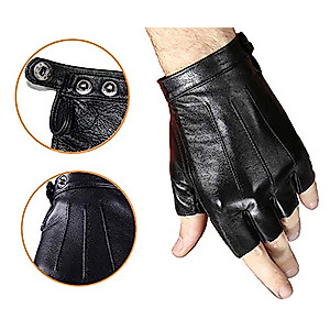 Fingerless Cosplay Gloves PU Faux Leather Outdoor Sport Half Finger Driving Glove for Men Women Teens (Fingerless, M)