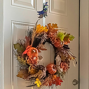 WKHOMEDECO 2 Pack Pumpkin Witch Wreath Hangers for Front Door,Fall Decoration Metal Over The Door Wreath Hanger Ornament,Door Wreath Hanger…