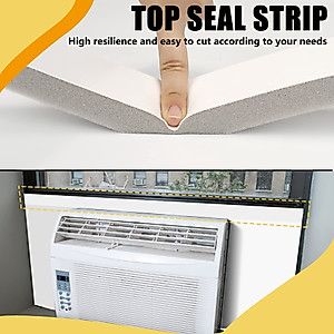 Powrocket Window Air Conditioner Foam Insulated Panel, 17-Inch High x 9-Inch Wide All Season Protection Window AC Side Panels Kit with Air Conditioner Top Seal Strip