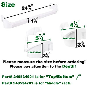240534701 & 240534901 Refrigerator Door Shelf Rack Bar Compatible with frigidaire or kenmore, 240534901 frigidaire Door Shelf retainer bar, 2 pack