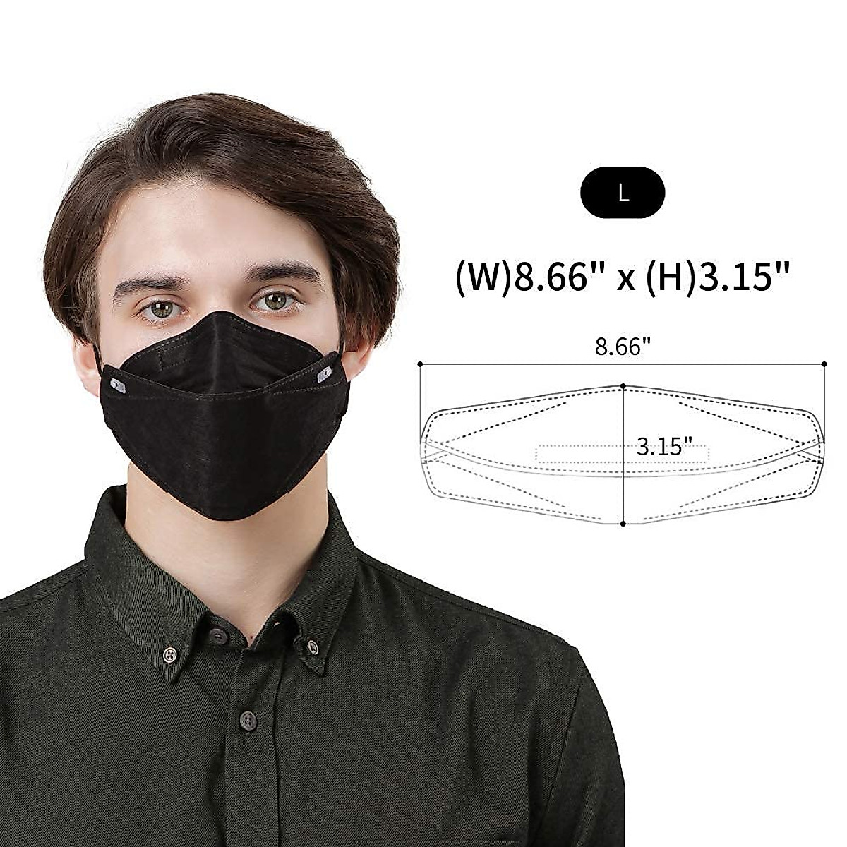 Dr.Puri [20 Pack] New Micro-Dust Protection Face Premium Mask (KF94) Black Large