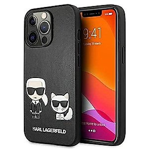 Karl Lagerfeld KLHCP13XPCUSKCBK Protective Silicone Hard Case for Apple iPhone 13 Pro Max Karl and Cat Black