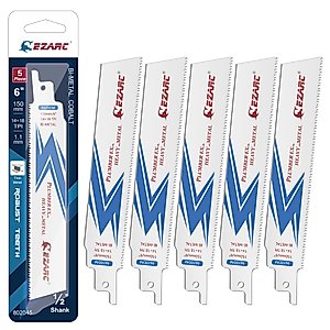 EZARC Reciprocating Saw Blade, 6-Inch Bi-Metal Sawzall Blades 14/18TPI for Steel Demolition R610DM (5-Pack)