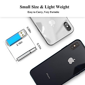 Aiibe 16GB USB 3.0 Flash Drive 5 Pack 16 GB Flash Drive 3.0 Thumb Drive Multipack U Disk USB Drives (16G, 5 Mixed Colors: Blue Red Silver Green Purple)