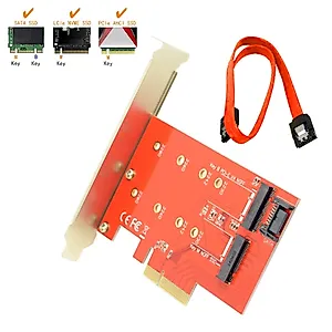 USECL Dual M.2 Hard Drive to PCIE Convert Adapter for sata Port,M.2 SSD NVME (m Key) and SATA (b Key) 2280 2260 2242 2230 to PCI-e 3.0 x 4 Host Controller Expansion Card