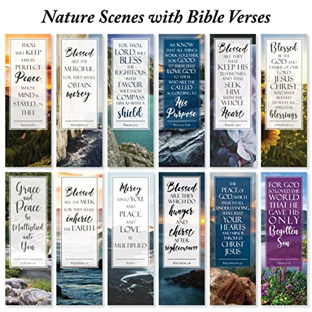 JBH Creations Blessings from Scripture Bible Verse Bookmarks - Pack of 48