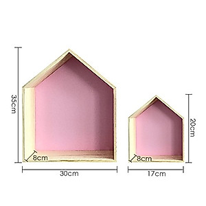 House Shape Wooden Wall Storage Shelf/Wooden House Shelves/Wood Wall Shelf/House Shaped Shelf Box,Set of 2 Wall Art Decoration Children's Room Decoration