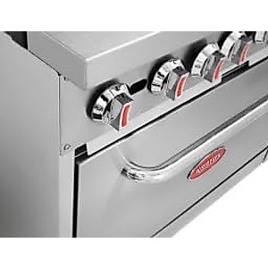 Kratos 60" Wide Commercial Gas Range with 6 Burners, 24" Wide Griddle, and Two Full Size Standard Ovens, Stainless Steel Range for Restaurants, 280,000 Total BTU Output, Natural Gas (29Y-046-NAT)