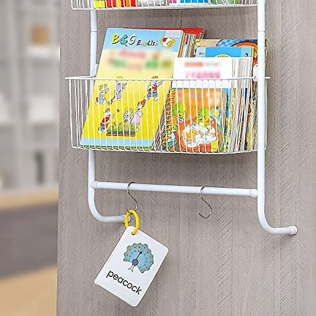 Wetheny Over The Door Heavy Duty 3 Tier Hanging Wire Storage Basket Pantry Cabinet Spice Rack Towel Rack hanging Shelf Organizer with Hooks and Napkin Holder for Bathroom Kitchen Craft Room White