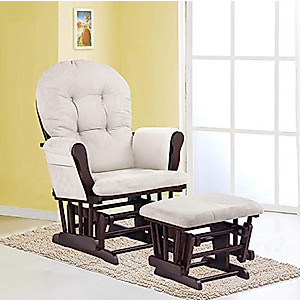 REJOICE HOME Atoll Glider with Ottoman, Espresso/Beige