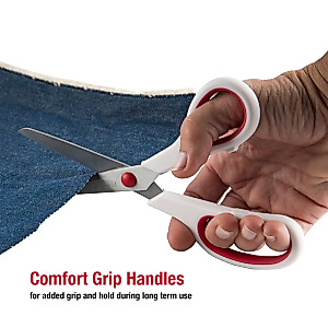 SINGER Fabric Scissors with Comfort Grip, 1-pack, Red & White