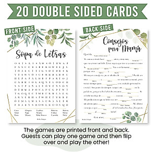 20 Greenery Juegos Para Baby Shower En Español - Juegos De Baby Shower En Español, Hilarious Baby Shower Games In Spanish, Spanish Baby Shower Games, Baby Shower Bingo Español, Quien Conoce Mas A Mama