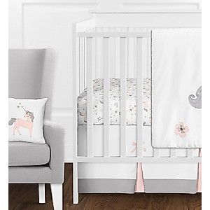 11 pc. Pink, Grey and Gold Unicorn Baby Girl Crib Bedding Set by Sweet Jojo Designs