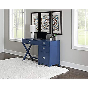 Linon Sadie Navy Blue Modern Classic Side Storage Desk