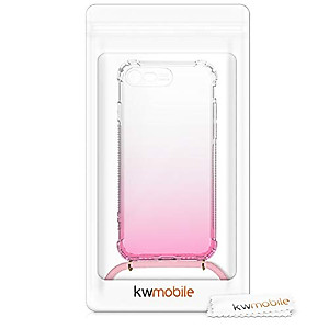kwmobile Crossbody Case Compatible with Apple iPhone SE (2022) / iPhone SE (2020) / iPhone 8 / iPhone 7 Case Strap - Bicolor Dark Pink/Transparent