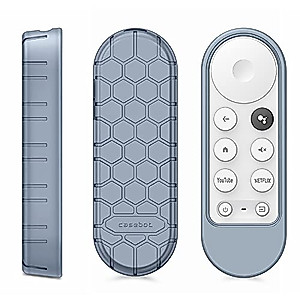 Fintie Protective Case for Chromecast with Google TV HD 2022 / 4K 2020 Voice Remote - CaseBot Lightweight (Anti-Slip) Shockproof Silicone Cover for Chromecast Voice Remote Controller, Cloudy Blue