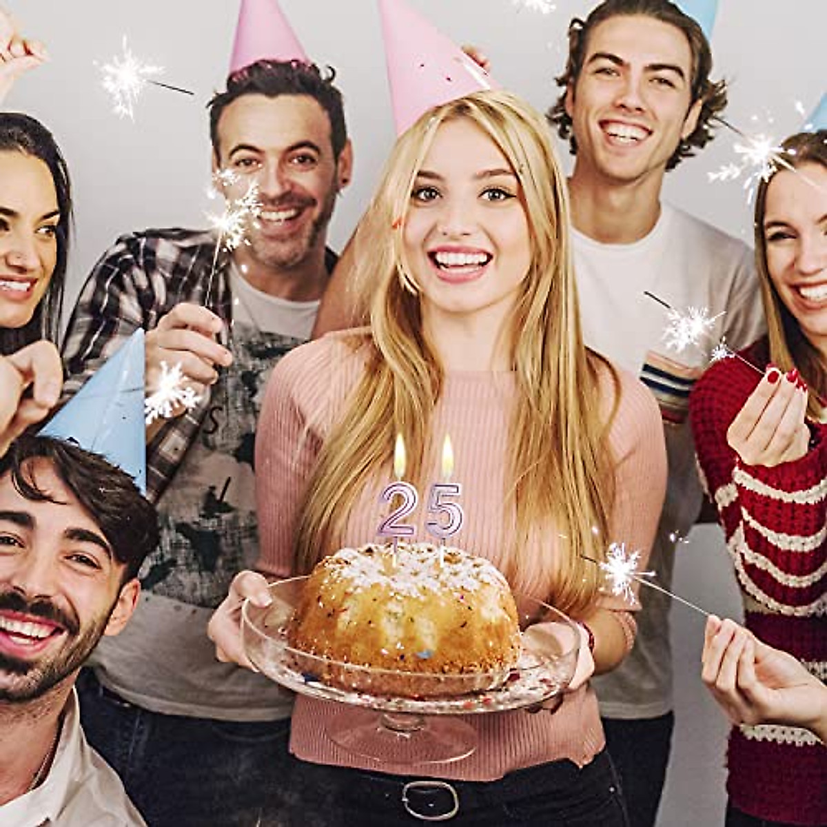 25th Birthday Candles Cake Numeral Candles Happy Birthday Cake Candles Topper Decoration for Birthday Wedding Anniversary Celebration Supplies (Rose Gold)