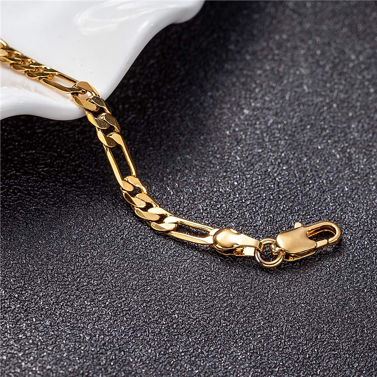Initial Ankle Bracelets for Women Men, 18K Gold Silver Figaro Cuban Link Anklet Bracelet for Women Teen Girls, Custom Name Gold Anklet with Initials