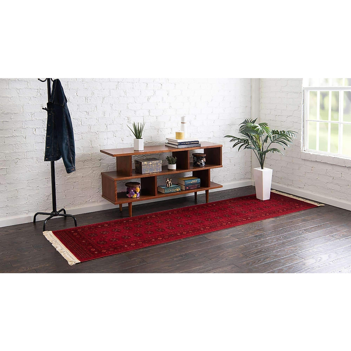 Unique Loom Tekke Collection Over-Dyed Saturated Traditional Torkaman Area Rug, 2 ft 7 in x 10 ft, Red/Burgundy