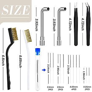 Zhehao 16 Pieces 3D Printer Nozzle Wrench Cleaning Kit,10 Nozzle Cleaning Pins with Storage Box 2 Tweezers 2 Copper Wire Toothbrushes 2 L-shaped Wrench Tool for 3D Printer Accessories