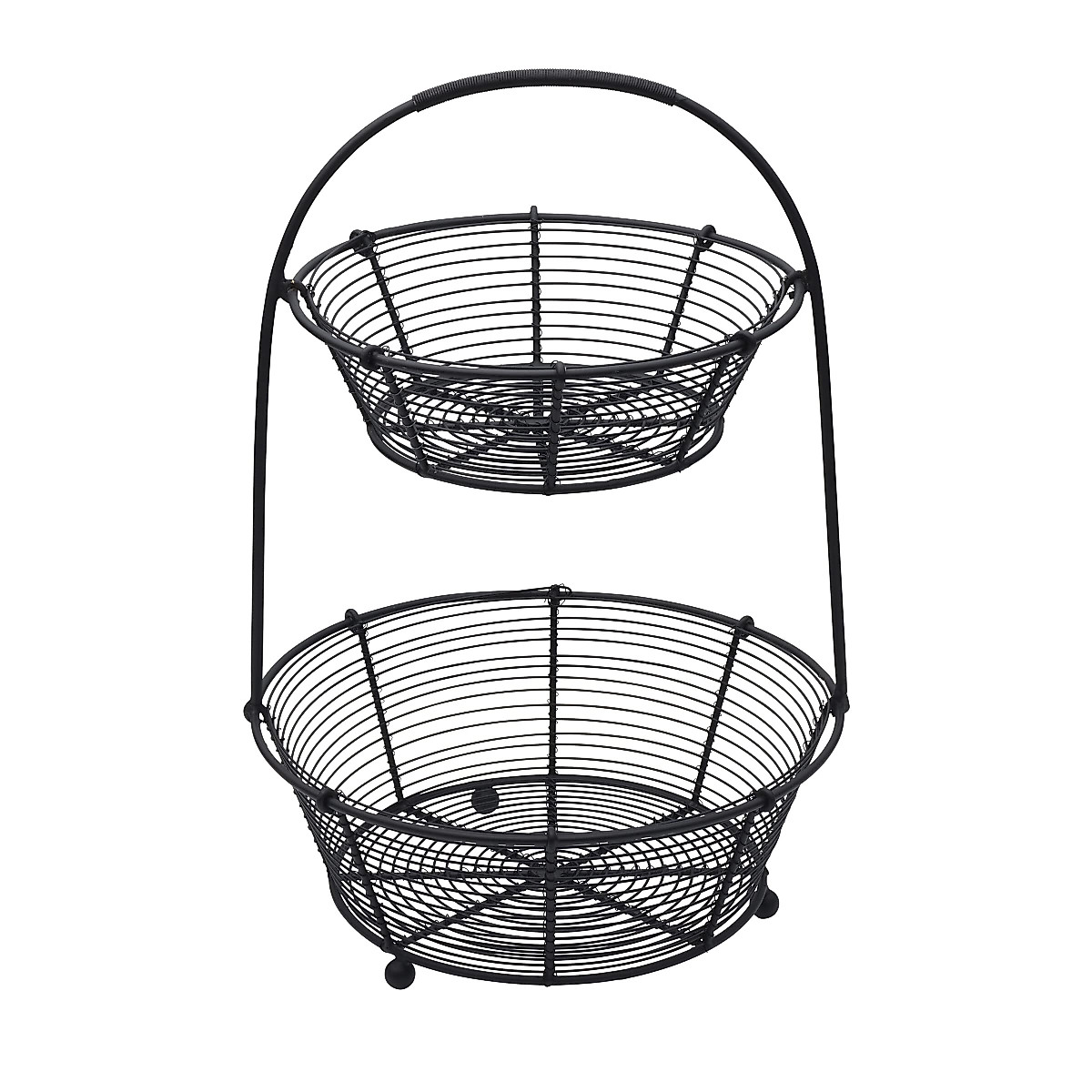 Gourmet Basics by Mikasa Tulsa Fruit Metal Storage Basket, 2-Tier, Black