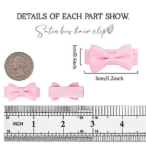 Baby Hair Clips Bows for Girls Mini Fully Lined Baby Bows Grosgrain Ribbon 1.2" Tiny Hair Bows Clips for Baby Girls Infant Fine Hair 40PCS (20Colors in Pairs)
