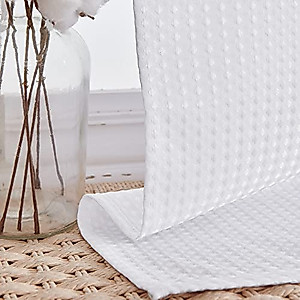jinchan White Kitchen Curtains 36 Inch Tier Curtains Waffle Woven Textured Cafe Curtains Half Window Curtain Set Rod Pocket Light Filtering for Bathroom Sink Laundry Room Basement RV 2 Panels