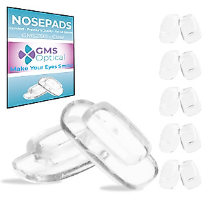 GMS Optical Premium Grade Soft Silicone - Rectangle Shaped Nose Pads (Slide/Push-in) 11MM (5 Pair, Rectangle - Clear (11mm))