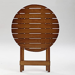 BplusZ Small Round Folding Side Table - Portable End Table for Outdoor Patio Use, Ideal as Coffee Table or Plant Stand, 19.1" D x 19.1" W x 19.85" H, Brown