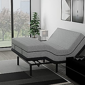 Blissful Nights e3 Full Adjustable Bed Base Frame with 14" Soft Gel Infused Memory Foam Mattress