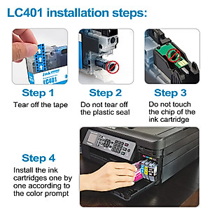 LiTuhorse Compatible LC401 Black Ink Cartridge for Brother LC401 BK LC401BK for Brother Printer MFC-J1010DW MFC-J1012DW MFC-J1170DW MFC-J1800DW Printer, MFC-J1010DW Ink Cartridges Black 2 Packs