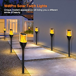 WdtPro Solar Outdoor Taller Torch Lights with Flickering Flame, Waterproof Garden Pathway Lights, Flame Torches for Outside Patio Path Yard Decorations