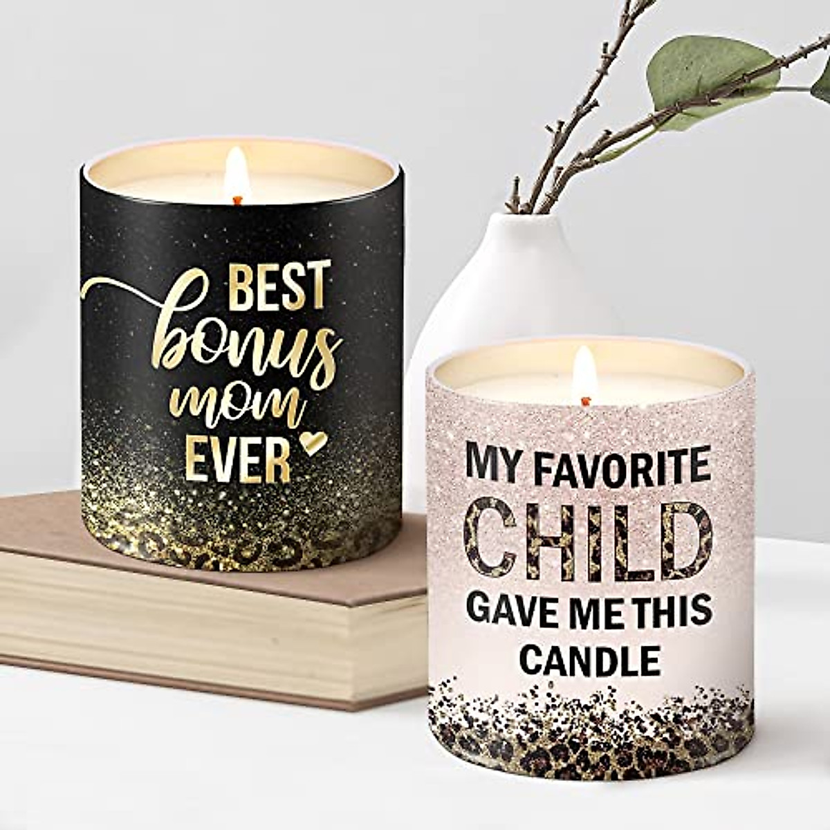 Mothers Day Gift Set for Bonus Mom - Pack of 2 10oz Scented Candles, Mother's Day Gifts for Mother-in-Law, Bonus Mom, Stepmom, Birthday Gifts for Mom