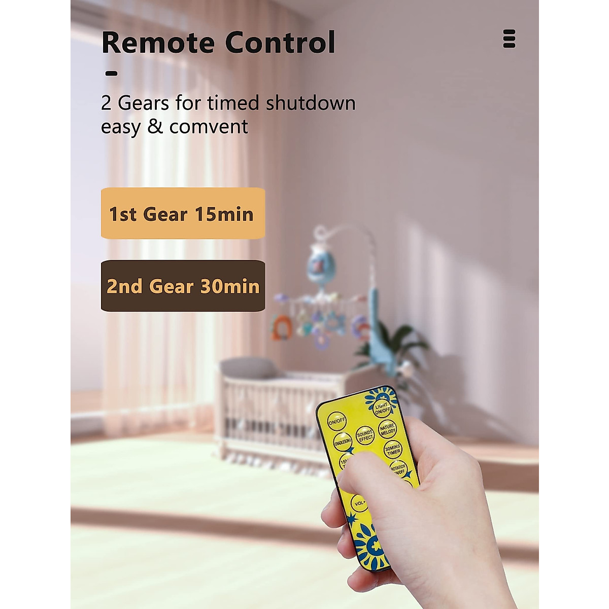 BSROLUNA Baby Crib Mobile with Music and Lights, Baby Mobile for Crib with Remote Control, Hanging Rotating Animal Rattles, 50 Songs and Timing Function, Cartoon Baby Crib Toys for Girls (Baby Pink)