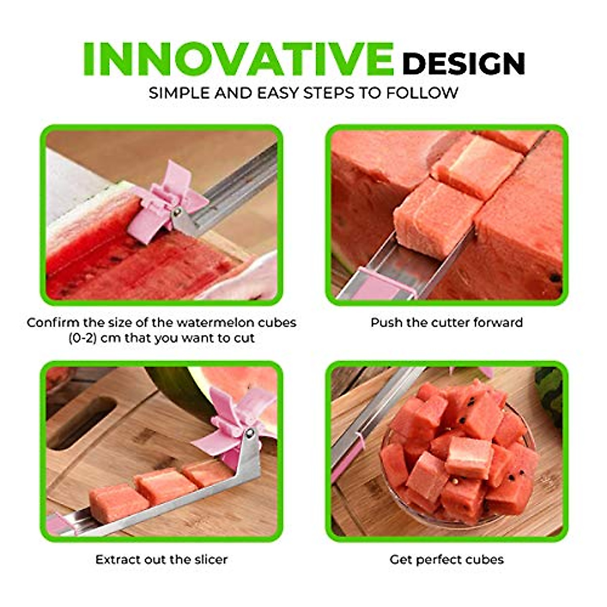 Asaph Home Stainless Steel Watermelon Slicer Watermelon Cutter Fruit Knife Vegetable Tools Kitchen Gadgets Smart Gadgets with Melon Baller Corer Scoop