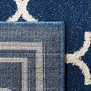 SAFAVIEH Amherst Collection 2'6" x 4' Navy / Beige AMT422P Moroccan Trellis Non-Shedding Living Room Bedroom Accent Rug