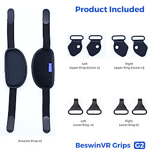 BeswinVR G2- Controller Grips and Knuckle Strap for Oculus Quest, Rift S (Black, 1 Pair)