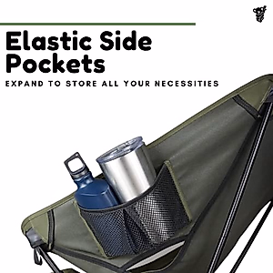 Koalanu Heavy Duty Folding Camping Lawn Chair with Elastic Side Pockets, Lightweight Portable Compact 330 lb Load Comfortable Outdoors Camping Hiking