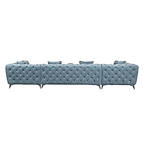 Acme Atronia Fabric Upholstered Tufted Sectional with 7 Pillows Deep Green