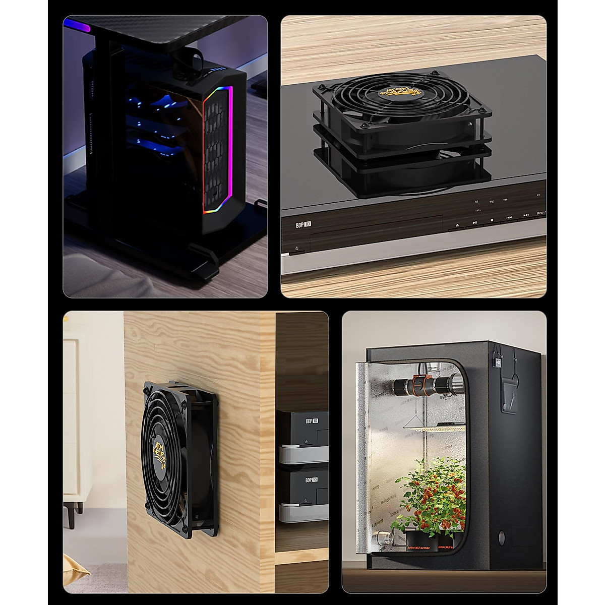 ATOM NEXUS AC Axial Fan AN1225, 120V Computer Fan with AC Plug, Quiet Muffin Fan, 120mm x 25mm Computer Cooling Fan for DIY Cooling Ventilation Exhaust Projects