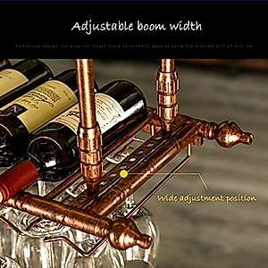 Wine Glass Holder Creative Hanging Wine Glass Holder Upside Down Wine Glass Holde Hanging Wine Glass Holde -47.3", Can Hang 30 Glasses and 11 Red Wine Bottles